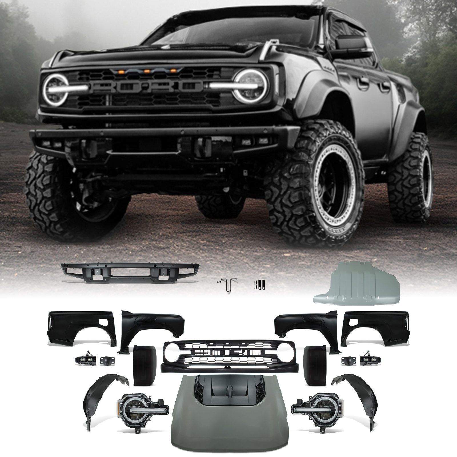 Ford Ranger T7 T8 15-22 Full Bronco Style Conversion Body Kit | Predator4x4